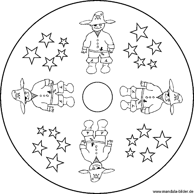Free Mandala mit Piraten - Malvorlage für Kinder